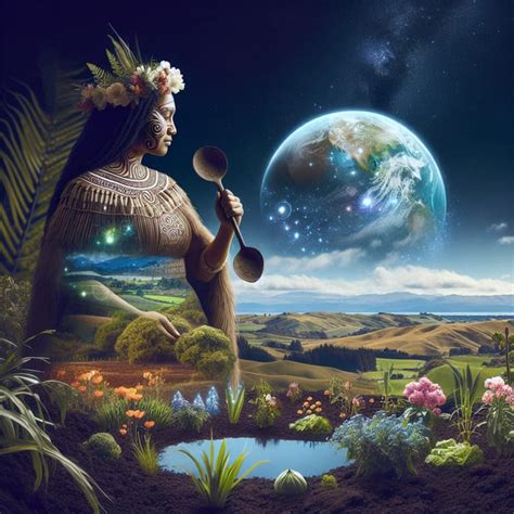 Papatūānuku Maori Earth Mother In Vibrant Nature Setting Ai Art