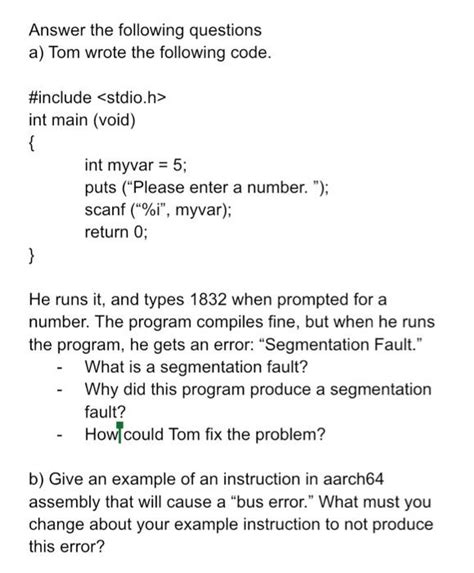 Answer The Following Questions A Tom Wrote The