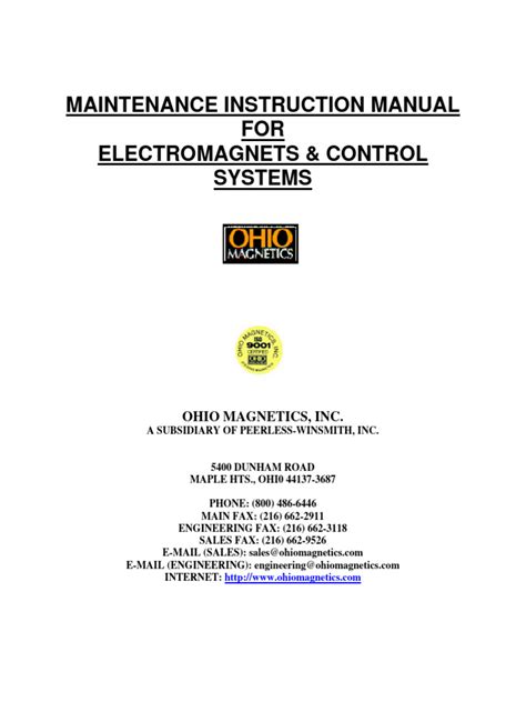 Om Maintenance Instruction Manual For Electromagnets And Controller Systems Pdf Alternating