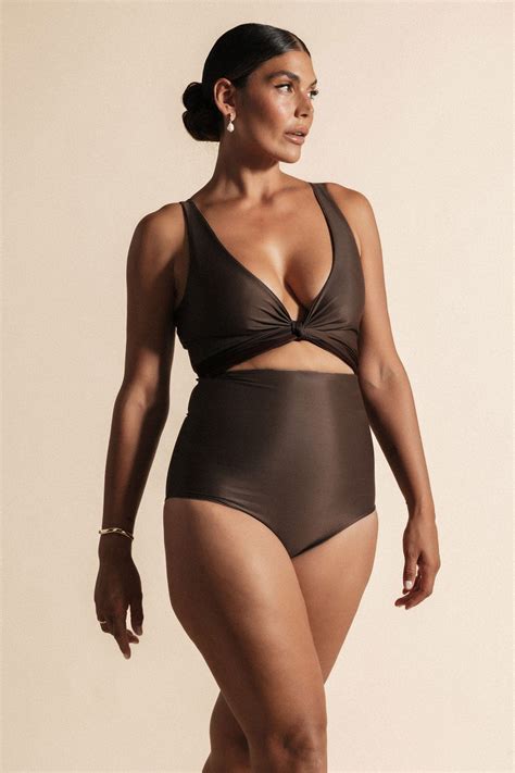 Espresso Reversible Bikini Wrap Top Brown And Stripe Womens Bikini Plus Size Swimwear Baiia