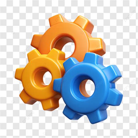 기어 톱니는 팀워크 컨셉에 완벽한 투명 흰색 배경에 대해 파란색 빨간색과 주황색으로 3d를 연동시킵니다 기어 장부 톱니 Png 일러스트 및 이미지 에 대한 무료