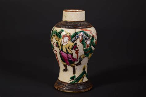 Yahooオークション 【和】7540 時代古作 唐物 色絵人物文花生 花瓶