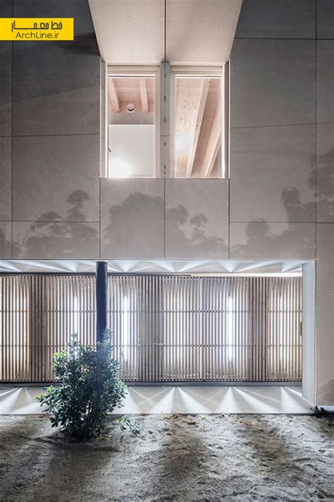 طراحی ساختمانی مینیمال، متریال بتن اکسپوز و چوب خط معمار