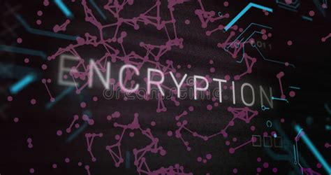 Image Of Encryption Text X Symbol Circuit Board Pattern Floating Dots Forming Abstract Shapes