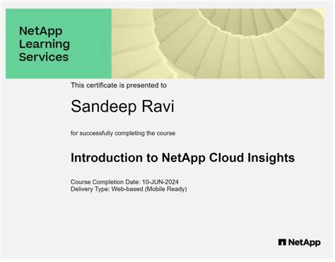 Sandeep Ravi On Linkedin Certificate Of Completion Of The Course Introduction To Netapp Cloud