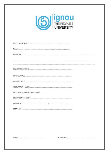 IGNOU Assignment Front Page Download Radhika Infotech रधक इनफटक