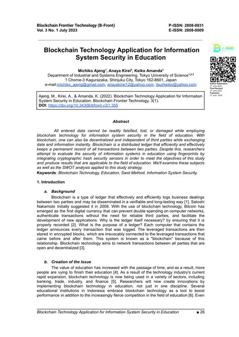 Pdf Blockchain Technology Application For Information System Security