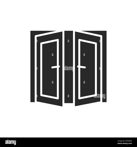 Front View Open Double Doors Color Line Icon Isolated Vector Element Outline Pictogram For Web