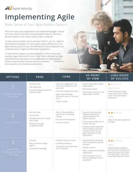 Agile Implementation Options Agile Velocity