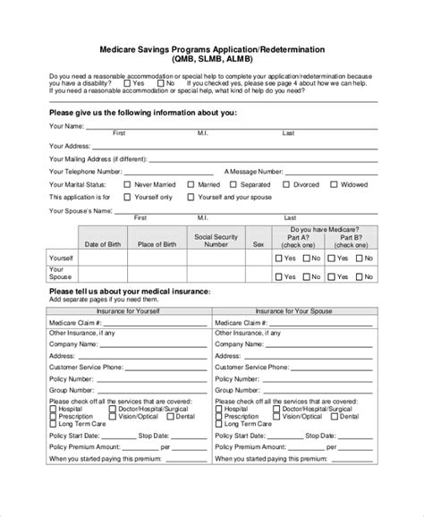 Free 7 Sample Medicare Application Forms In Pdf