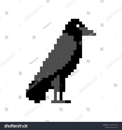 Pixel Art Black Raven Isolated Pixelated Stock Vector Royalty Free