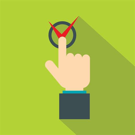 Hand Finger Pressing Button With Red Tick Icon 15210760 Vector Art At Vecteezy