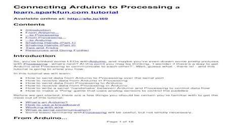pdf connecting arduino to processing learn sparkfun · pdf