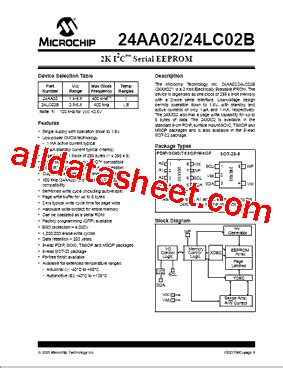 24LC02BTI SNG Datasheet PDF Microchip Technology