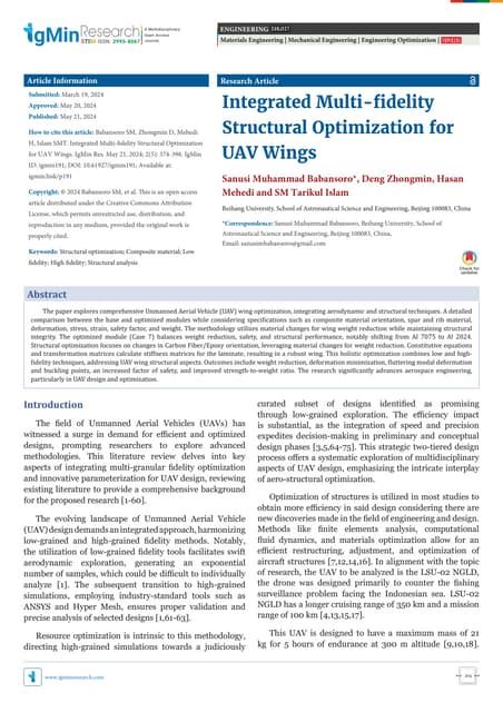 From Theory To Flight Optimizing Uav Wing Dynamics Pdf