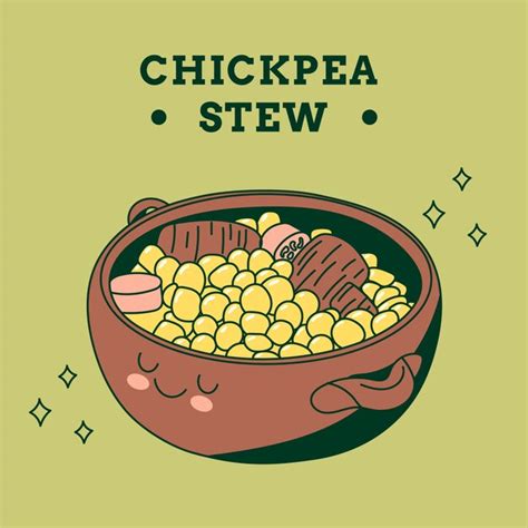 손으로 그린 병아리 콩 스튜 그림 무료 벡터