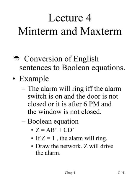 Lecture 4 Minterm And Maxterm Chap 4 C H Lecture 4 Minterm And