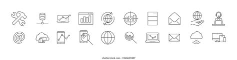 Vector Set Seo Thin Line Icons Stock Vector Royalty Free 1940623387 Shutterstock