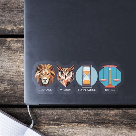 Stoic Decal Stoicism 4 Stoic Virtues Courage Wisdom Temperance