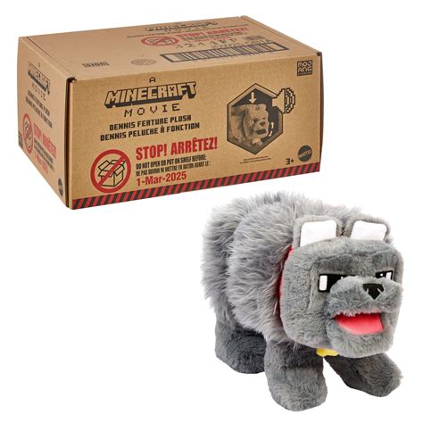 Minecraft Dennis The Wolf Interactive Plush Toy With Sounds And Moving Mouth Inspired By The