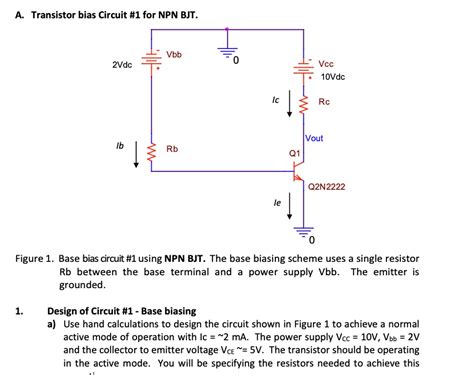 Solved Transistor Bias Circuit 1 For Npn Bjt Vbb 2vdc Vcc 10vdc Rc Vout Ib Rb