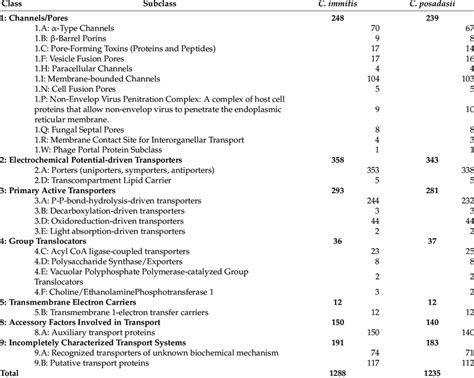 Distribution Of Transporters In Each Transporter Classification Tc