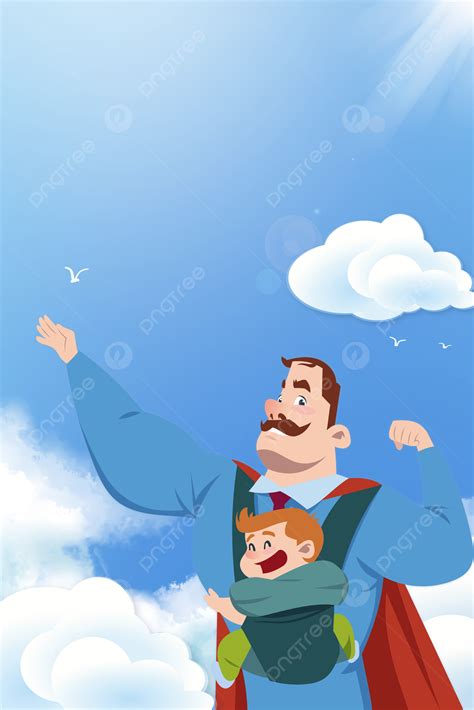 父親節爸爸是超人藍色卡通父親節海報背景圖桌布手機桌布圖片免費下載 Pngtree