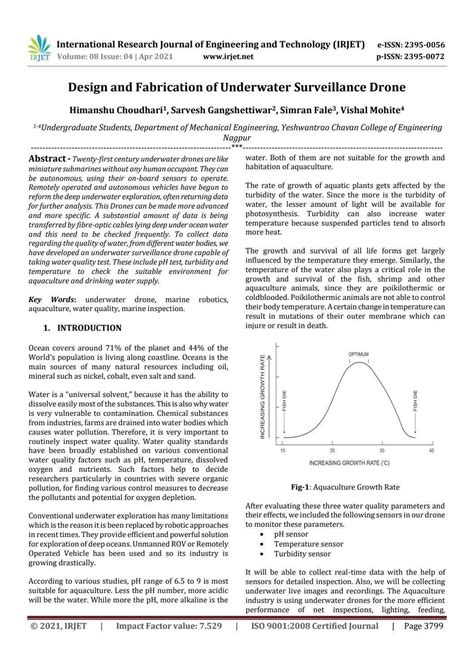 Irjet Design And Fabrication Of Underwater Surveillance Drone By Irjet