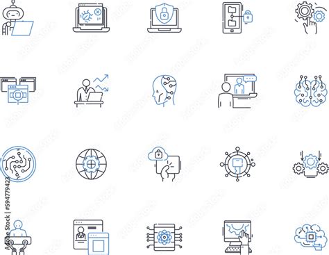 Access Point Line Icons Collection Wi Fi Connectivity Internet Signal Nerk Wireless