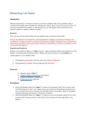 Meteorology Lab Worksheet Caelyn Bonin Pdf Meteorology Lab Report Introduction Meteorologists