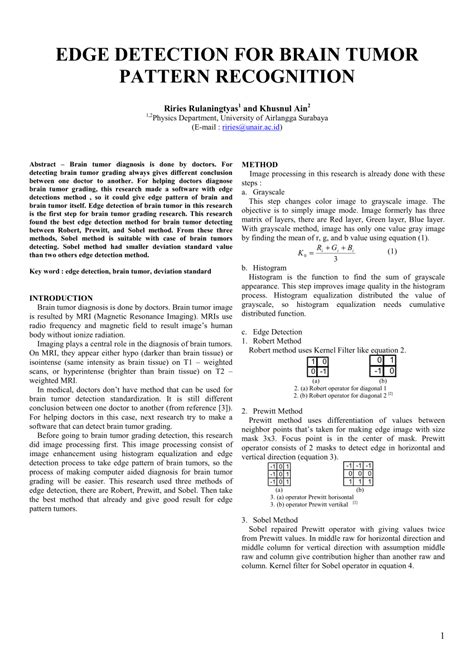 Pdf Edge Detection For Brain Tumor Pattern Recognition