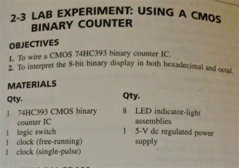 Solved 2 3 LAB EXPERIMENT USING A CMOS BINARY COUNTER Chegg Com