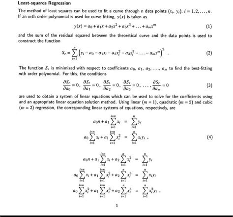 Least Squares Regression The Method Of Least Squares Chegg