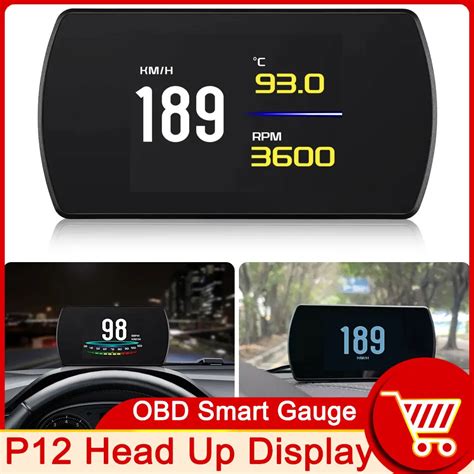 P12 헤드 업 디스플레이 자동차 Obd2 디지털 Obd 게이지 Hud 자동 진단 도구 디지털 미터 Tft Hd 디스플레이 속도 시계 Rpm 전압헤드업 디스플레이