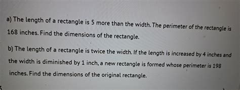 Answered 3 A The Length Of A Rectangle Is 5 More Than The Width The
