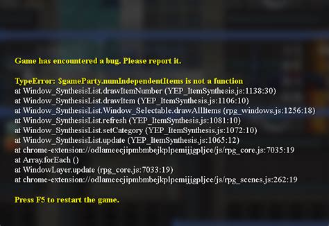 Yanfly Items Synthesis Problem RPG Maker Forums