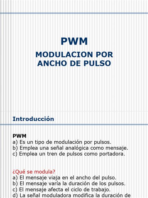Modulacion Pwm Pdf Telecomunicaciones Ingeniería En