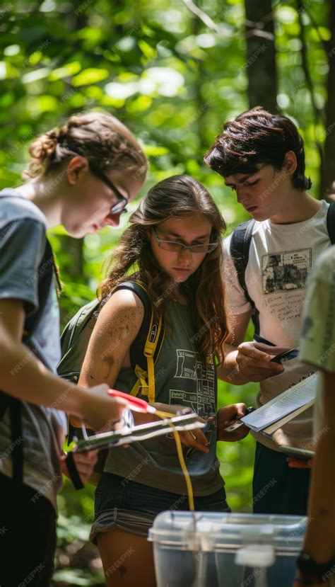 Conducting Climate Study Students Measuring Temperature And Humidity