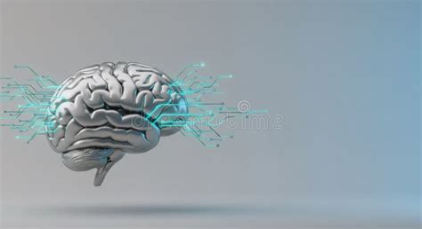 Glowing Digital Brain With Particles Artificial Intelligence Concept For Neuroscience Machine