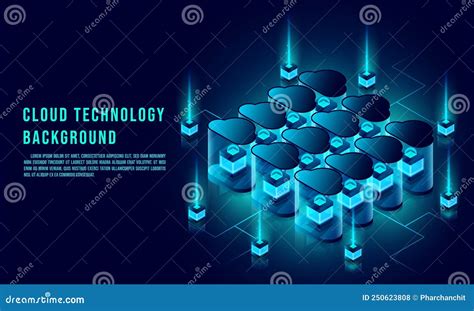 Cloud Data Storage 3d Isometric Infographic Illustration Landing Page Layout Vector Web
