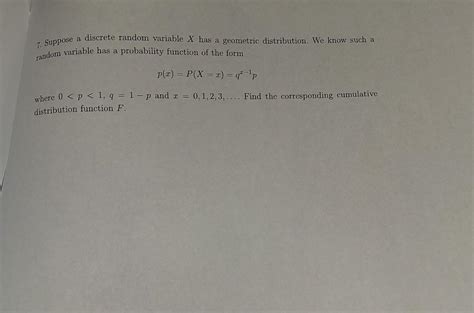 Solved Suppose A Discrete Random Variable X Has A Chegg Com