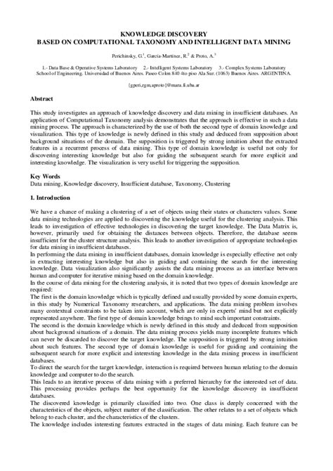 pdf knowledge discovery based on computational taxonomy and