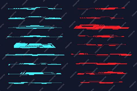 Hud 디바이더 사이버 기술 바 테크노 디바이더 요소 제목 텍스트 Scifi 게임 대시보드 프론테라 모니터 Ui 벡터