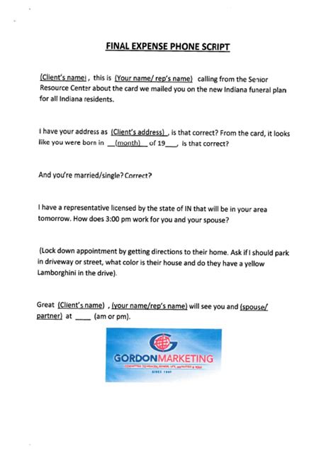 Final Expense Phone Script Pdf Pdf