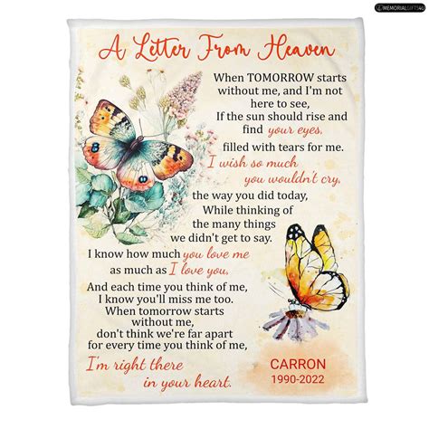 A Letter From Heaven Poem Remembrance Ts For Loss Of Mother Fleec