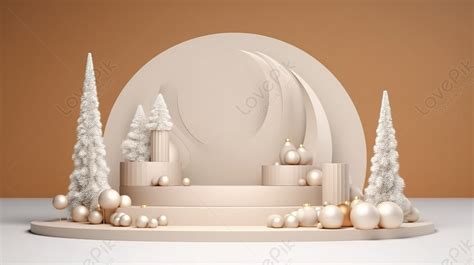 활기찬 크리스마스 3d 장면 연단 디스플레이의 추상 크리스마스 개체 리스 배경 연단 배경 활기찬 배경 이미지 Hd 리스 연단 활기찬 배경 사진 무료 다운로드