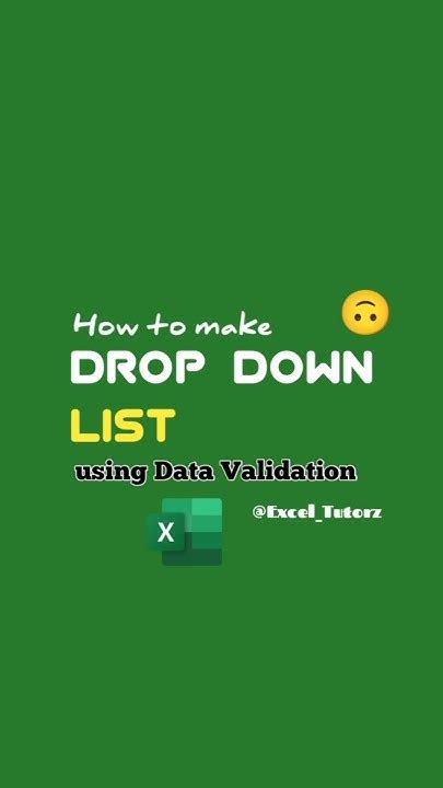 Drop Down List In Excel In Tamil Exceltips Datavalidation Youtube