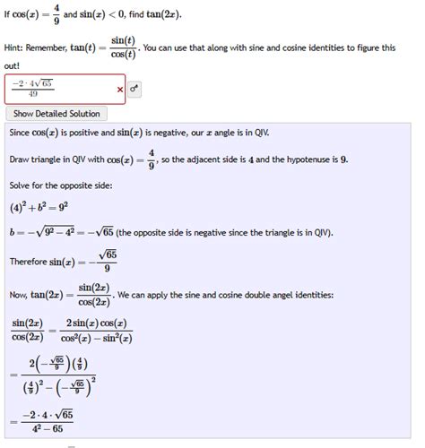 [trigonometry] can someone please explain why my answer is incorrect i don t understand why 4