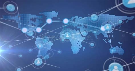Animation Of Network Of Connections With Icons Over World Map Stock Footage Video Of Concept