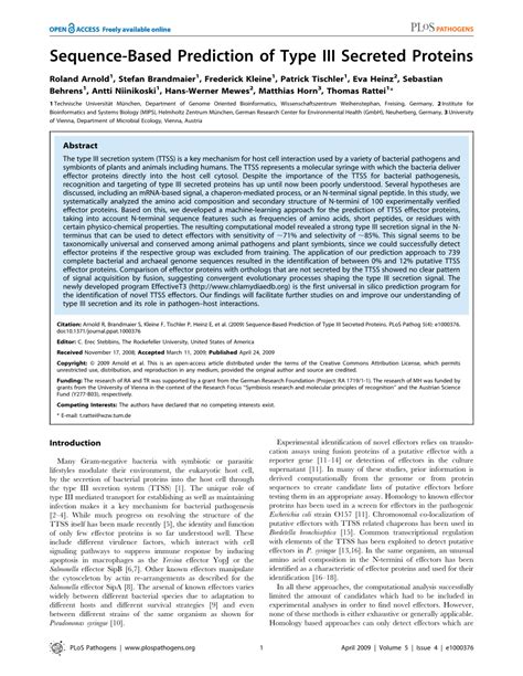 pdf sequence based prediction of type iii secreted proteins